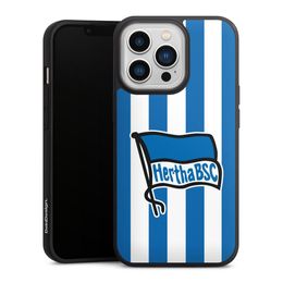 DeinDesign iPhone 13 Pro Handy Premium Silikon H&uuml;lle Handyh&uuml;lle schwarz Case Flag Hertha Bsc Stripes Silikon Premium Case