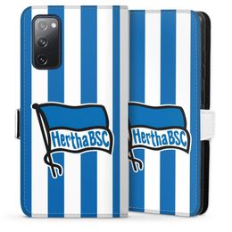 DeinDesign Galaxy S20 FE 5G Handy Klapph&uuml;lle Handyh&uuml;lle aus Kunst Leder wei&szlig; Flip Case Flag Hertha Bsc Stripes Sideflip mit Lasche