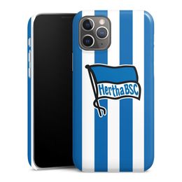 DeinDesign iPhone 12 Pro Handy Premium Case Smartphone Handyh&uuml;lle Schutzh&uuml;lle gl&auml;nzend Flag Hertha Bsc Stripes Premium Case