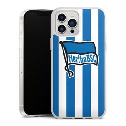 DeinDesign iPhone 13 Pro Max Handy Silikon H&uuml;lle Case transparent Handyh&uuml;lle Flag Hertha Bsc Stripes Silikon Case