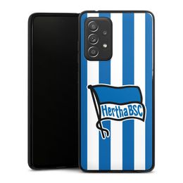 DeinDesign Galaxy A52s 5G Handy Slim Case extra d&uuml;nn Silikon Handyh&uuml;lle schwarz H&uuml;lle Flag Hertha Bsc Stripes Silikon Slim Case