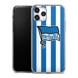 DeinDesign iPhone 11 Pro Handy Slim Case Silikon Handyh&uuml;lle transparent H&uuml;lle extra d&uuml;nn Hertha Bsc Stripes Flag Silikon Slim Case