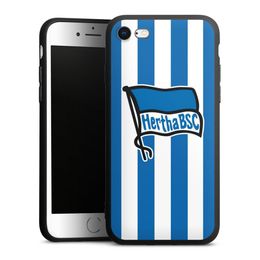 DeinDesign iPhone SE (2020) Handy Premium Silikon H&uuml;lle Handyh&uuml;lle schwarz Case Hertha Bsc Stripes Flag Silikon Premium Case