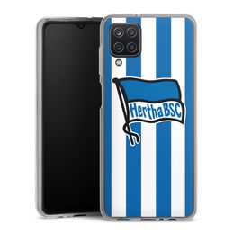 DeinDesign Galaxy A12 Handy Silikon H&uuml;lle Case transparent Handyh&uuml;lle Flag Hertha Bsc Stripes Silikon Case