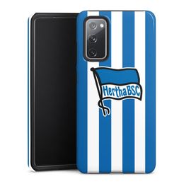 DeinDesign Galaxy S20 FE 5G Handy Panzer Handyh&uuml;lle robuste Outdoor H&uuml;lle Schutzh&uuml;lle gl&auml;nzend Hertha Bsc Stripes Flag Tough Case