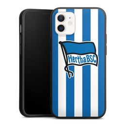DeinDesign iPhone 12 mini Handy Premium Silikon H&uuml;lle Handyh&uuml;lle schwarz Case Flag Hertha Bsc Stripes Silikon Premium Case