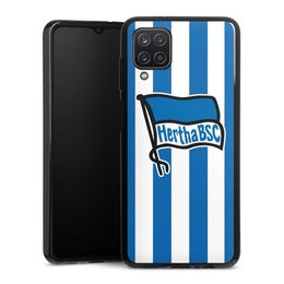 DeinDesign Galaxy A12 Handy Silikon H&uuml;lle Case schwarz Handyh&uuml;lle Flag Hertha Bsc Stripes