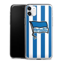 DeinDesign iPhone 11 Handy Slim Case Silikon Handyh&uuml;lle transparent H&uuml;lle extra d&uuml;nn Hertha Bsc Stripes Flag Silikon Slim Case