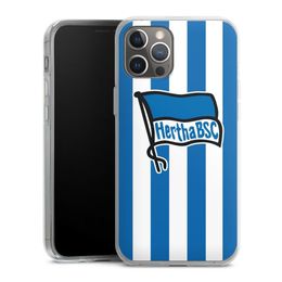 DeinDesign iPhone 12 Pro Max Handy Silikon H&uuml;lle Case transparent Handyh&uuml;lle Flag Hertha Bsc Stripes Silikon Case