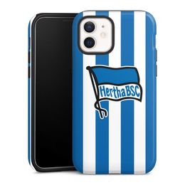DeinDesign iPhone 12 mini Handy Panzer Handyh&uuml;lle robuste Outdoor H&uuml;lle Schutzh&uuml;lle gl&auml;nzend Flag Hertha Bsc Stripes Tough Case