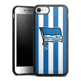 DeinDesign iPhone SE (2020) Handy Gallery Case Handyh&uuml;lle 9H Geh&auml;rtetes Glas R&uuml;ckseite H&uuml;lle Hertha Bsc Stripes Flag Gallery Case