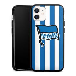 DeinDesign iPhone 12 mini Handy Silikon H&uuml;lle Case schwarz Handyh&uuml;lle Flag Hertha Bsc Stripes