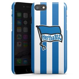 DeinDesign iPhone SE (2020) Handy Premium Case Smartphone Handyh&uuml;lle Schutzh&uuml;lle gl&auml;nzend Hertha Bsc Stripes Flag Premium Case