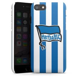 DeinDesign iPhone SE (2020) Handy Premium Case Smartphone Handyh&uuml;lle Schutzh&uuml;lle matt Hertha Bsc Stripes Flag Premium Case