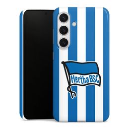 DeinDesign Galaxy S24 Handy Premium Case Smartphone Handyh&uuml;lle Schutzh&uuml;lle gl&auml;nzend Flag Hertha Bsc Stripes Premium Case