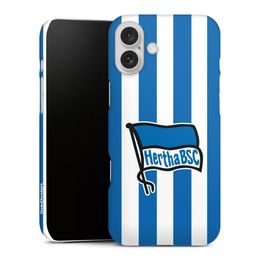 DeinDesign iPhone 16 Plus Handy Premium Case Smartphone Handyh&uuml;lle Schutzh&uuml;lle matt Flag Hertha Bsc Stripes Premium Case