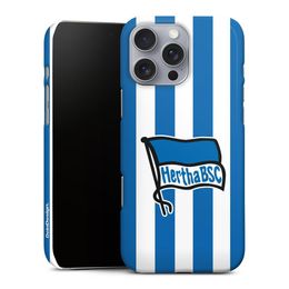 DeinDesign iPhone 16 Pro Max Handy Premium Case Smartphone Handyh&uuml;lle Schutzh&uuml;lle gl&auml;nzend Flag Hertha Bsc Stripes Premium Case