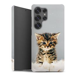 DeinDesign Galaxy S25 Ultra Handy Premium Case Smartphone Handyh&uuml;lle Schutzh&uuml;lle gl&auml;nzend Cat Pet Feather Premium Case