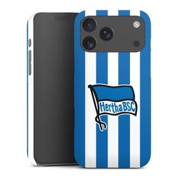 DeinDesign iPhone 17 Pro Max Handy Premium Case Smartphone Handyh&uuml;lle Schutzh&uuml;lle gl&auml;nzend Flag Hertha Bsc Stripes Premium Case