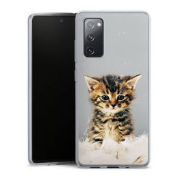 DeinDesign Galaxy S20 FE 5G Handy Silikon H&uuml;lle Case transparent Handyh&uuml;lle Cat Pet Feather Silikon Case