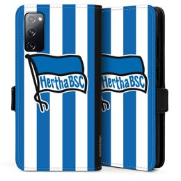 DeinDesign Galaxy S20 Handy Klapph&uuml;lle Handyh&uuml;lle aus Kunst Leder schwarz Flip Case Flag Hertha Bsc Stripes Sideflip mit Lasche