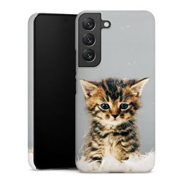 DeinDesign Galaxy S22 Handy Premium Case Smartphone Handyh&uuml;lle Schutzh&uuml;lle matt Cat Pet Feather Premium Case
