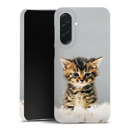 DeinDesign Galaxy A36 5G Handy Premium Case Smartphone Handyh&uuml;lle Schutzh&uuml;lle matt Cat Pet Feather Premium Case