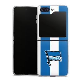 DeinDesign Galaxy Z Flip 5 Handy Hard Case Schutzh&uuml;lle transparent Smartphone Handy H&uuml;lle Hertha Bsc Stripes Flag Hard Case