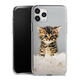 DeinDesign iPhone 11 Pro Max Handy Silikon H&uuml;lle Case transparent Handyh&uuml;lle Cat Pet Feather Silikon Case
