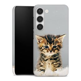 DeinDesign Galaxy S23 Handy Premium Case Smartphone Handyh&uuml;lle Schutzh&uuml;lle matt Cat Pet Feather Premium Case