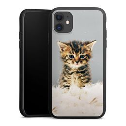 DeinDesign iPhone 11 Handy Premium Silikon H&uuml;lle Handyh&uuml;lle schwarz Case Cat Pet Feather Silikon Premium Case