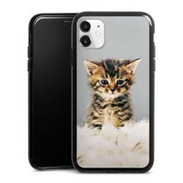 DeinDesign iPhone 11 Handy Silikon H&uuml;lle Case schwarz Handyh&uuml;lle Cat Pet Feather