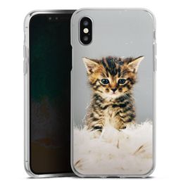 DeinDesign iPhone X Handy Silikon H&uuml;lle Case transparent Handyh&uuml;lle Cat Pet Feather Silikon Case