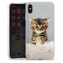 DeinDesign iPhone Xs Max Handy Silikon H&uuml;lle Case transparent Handyh&uuml;lle Cat Pet Feather Silikon Case
