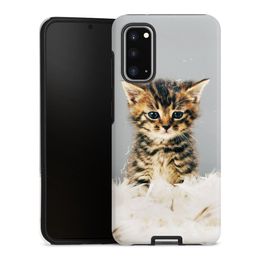 DeinDesign Galaxy S20 Handy Panzer Handyh&uuml;lle robuste Outdoor H&uuml;lle Schutzh&uuml;lle matt Cat Pet Feather Tough Case