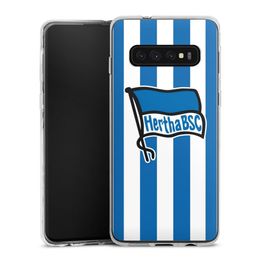 DeinDesign Galaxy S10 Plus Handy Silikon H&uuml;lle Case transparent Handyh&uuml;lle Flag Hertha Bsc Stripes Silikon Case