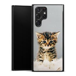 DeinDesign Galaxy S22 Ultra Handy Silikon H&uuml;lle Case schwarz Handyh&uuml;lle Cat Pet Feather