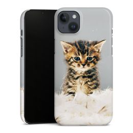DeinDesign iPhone 14 Plus Handy Premium Case Smartphone Handyh&uuml;lle Schutzh&uuml;lle gl&auml;nzend Cat Pet Feather Premium Case