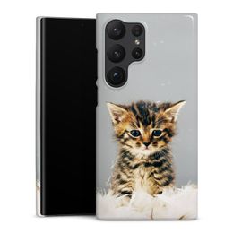 DeinDesign Galaxy S23 Ultra Handy Premium Case Smartphone Handyh&uuml;lle Schutzh&uuml;lle gl&auml;nzend Cat Pet Feather Premium Case