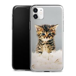 DeinDesign iPhone 11 Handy Slim Case Silikon Handyh&uuml;lle transparent H&uuml;lle extra d&uuml;nn Cat Pet Feather Silikon Slim Case