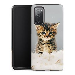 DeinDesign Galaxy S20 FE 5G Handy Panzer Handyh&uuml;lle robuste Outdoor H&uuml;lle Schutzh&uuml;lle gl&auml;nzend Cat Pet Feather Tough Case