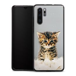 DeinDesign Huawei P30 Pro Handy Silikon H&uuml;lle Case schwarz Handyh&uuml;lle Cat Pet Feather