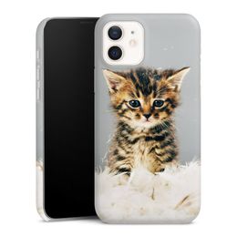 DeinDesign iPhone 12 Handy Premium Case Smartphone Handyh&uuml;lle Schutzh&uuml;lle matt Cat Pet Feather Premium Case