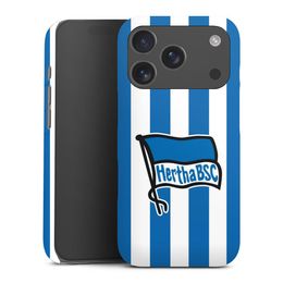 DeinDesign iPhone 17 Pro Handy Premium Case Smartphone Handyh&uuml;lle Schutzh&uuml;lle gl&auml;nzend Flag Hertha Bsc Stripes Premium Case