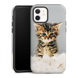 DeinDesign iPhone 12 mini Handy Panzer Handyh&uuml;lle robuste Outdoor H&uuml;lle Schutzh&uuml;lle matt Cat Pet Feather Tough Case