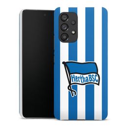DeinDesign Galaxy A53 5G Handy Premium Case Smartphone Handyh&uuml;lle Schutzh&uuml;lle matt Hertha Bsc Stripes Flag Premium Case