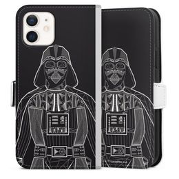 DeinDesign iPhone 12 Handy Klapph&uuml;lle Handyh&uuml;lle aus Kunst Leder wei&szlig; Flip Case Black Darth Vader Star Wars Sideflip mit Lasche