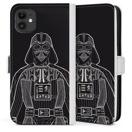 DeinDesign iPhone 11 Handy Klapph&uuml;lle Handyh&uuml;lle aus Kunst Leder wei&szlig; Flip Case Black Darth Vader Star Wars Sideflip mit Lasche