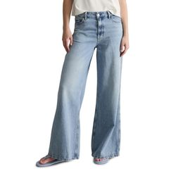 Marc O'Polo Damen Weite Jeans "aus Rigid Denim", blau, Gr. 32, MARC O'POLO DENIM, unifarben, Obermaterial: 100% Baumwolle, Jeans