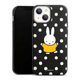DeinDesign iPhone 13 Mini Handy Slim Case extra d&uuml;nn Silikon Handyh&uuml;lle schwarz H&uuml;lle Polka Dots Miffy Rabbit Silikon Slim Case